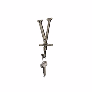 Handcrafted Nautical Decor Rustic Gold Cast Iron Letter V Alphabet Wall Hook 6"