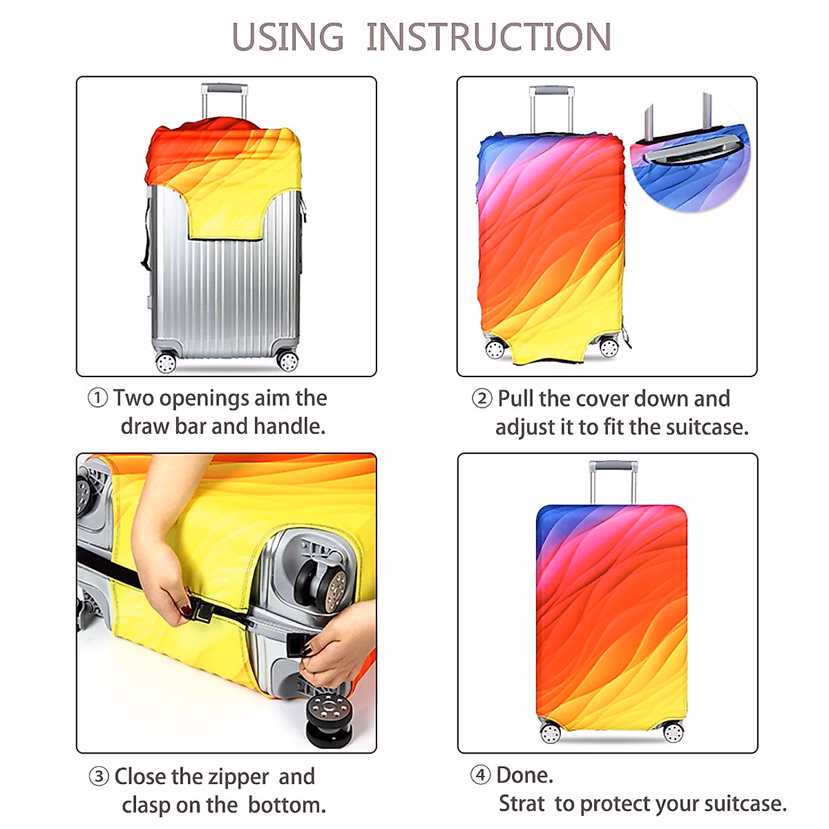 TRAVEL KIN Thickened Luggage Cover ，Washable Travel Gear Cover，18/24/28/32 Inch Suitcase Spandex Protective Cover (XL(29"-32" luggage), Starry Night Over the Rhone)