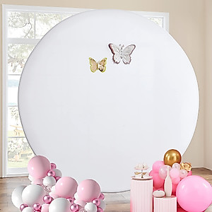 7.5ft White Round Backdrop Covers for Arch Circle Stand, Wrinkle Resistant Background Cover for Birthday Party Wedding Baby Shower Decoration