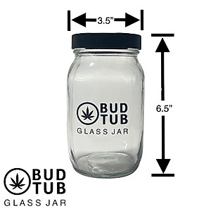 Glass Herb Storage Jar with Magnetic Herb Grinder INSIDE the lid. This Airtight, Smell Proof, Storage Container has an Added Seal to Keep the Scent Contained and Goods Fresh for Longer (Regular)