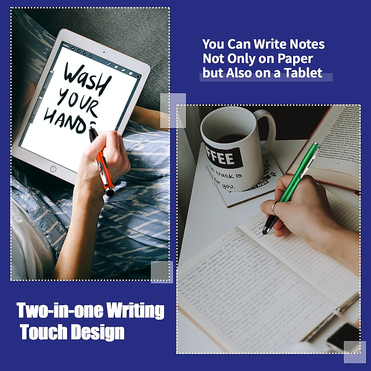 Zonon 10 Pieces Stylus Pens with Light 3-in-1 Multi-Function Touch Screen Pens LED Light Stylus Ballpoint for Smartphones Tablets PC Pads for Homes Offices Writing in The Dark