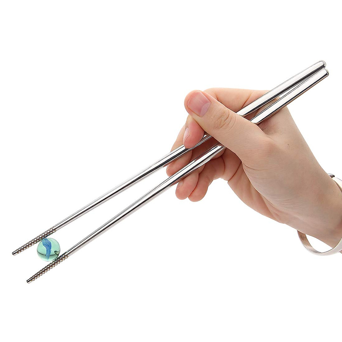 Devico Chopsticks, Metal Chopsticks, 18/10 Stainless Steel Chopstick Set, Reusable, Dishwasher Safe (5 pairs)