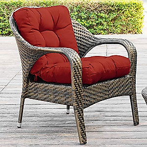 QILLOWAY Outdoor Seat/Back Chair Cushion Tufted Pillow, Spring/Summer Seasonal Replacement Cushions - Set of 2 (Red)