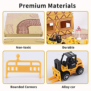 136PCS Construction Site Toy Vehicle Set, STEM Building Toys with Play Mat for Kids Boys, DIY Engineering Project Kits with Playmat, Best Toy Gift for 4 5 6 7 8 9 10 Years Old