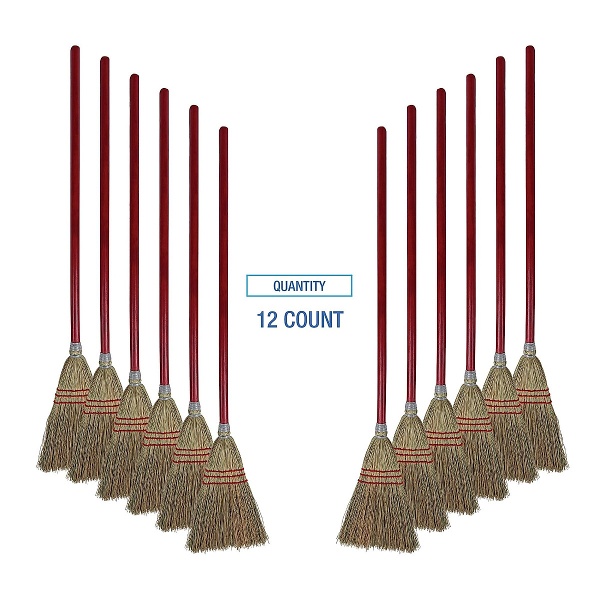 Boardwalk BWK951TCT Corn Fiber Lobby/Toy Broom with 39 in. Wood Handle - Red/Yellow (12/Carton)