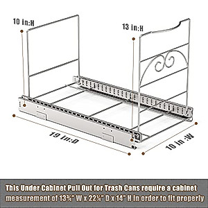 Eazy2hD Pull Out Under Cabinet, Cabinet Trash Can Pull Out Kit , Kitchen Trash Garbage Can & Bin for Under Counter Cabinet, Rquires a 13”W X 23”D Cabinet Opening,Trash Can Not Included