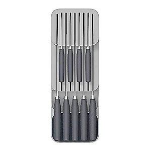 axGear Kitchen Drawer Organizer Tray for Knives Knife Block Cutlery Storage Grey