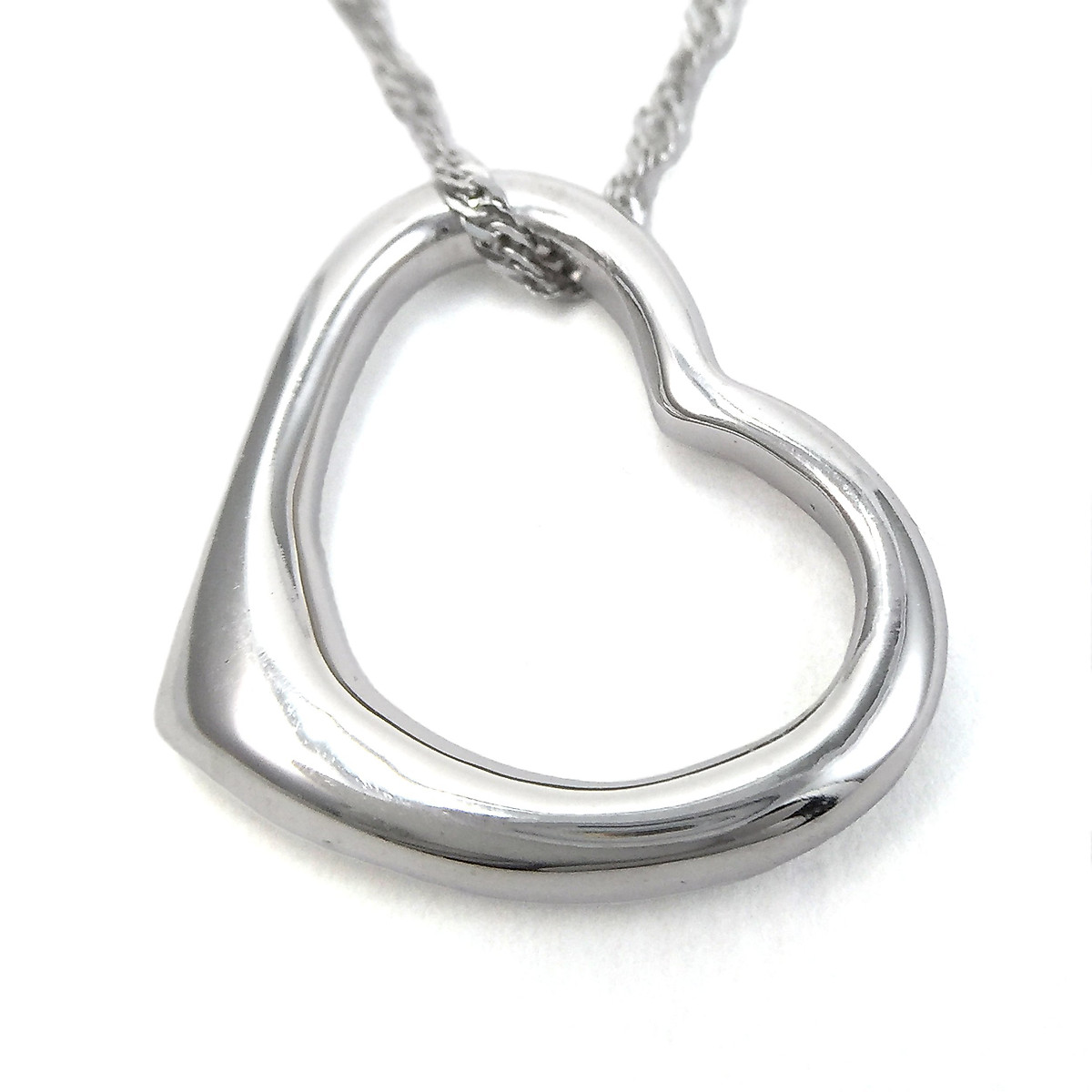 Pearl of Dream Perfect Love Open Heart [Large Size] Sterling Silver Pendant Necklace