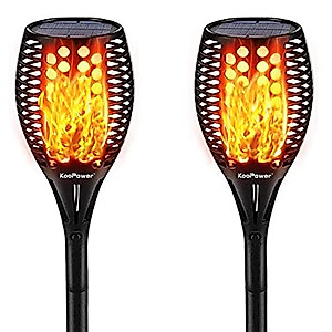 Koopower Solar Flame Torch, 96 LED Solar Lights Outdoor Decorative with Flickering Flame, Waterproof Outdoor Lights for Garden Landscape Yard Pathway Patio(2 PACK)