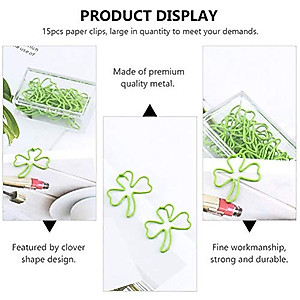 Homoyoyo 15 Pcs Shamrock Clover Shaped Paper Clips Great for Paper Clip Collectors or Office Present with Box