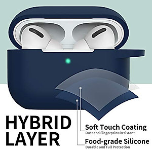 GMUDA for AirPods Pro (2nd Generation/1st Generation) Case, Protective Silicone Cover with Keychain, Compatible with AirPods Pro 2, Dark Blue