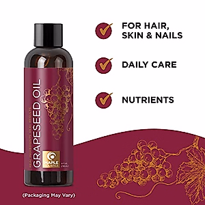 Pure Grapeseed Oil for Skin and Hair - Grapeseed Carrier Oil for Essential Oils Mixing and Grapeseed Extract Liquid for DIY Skin Care - Pure Grape Seed Oil for Nail Care Hair Oils and Facial Oil