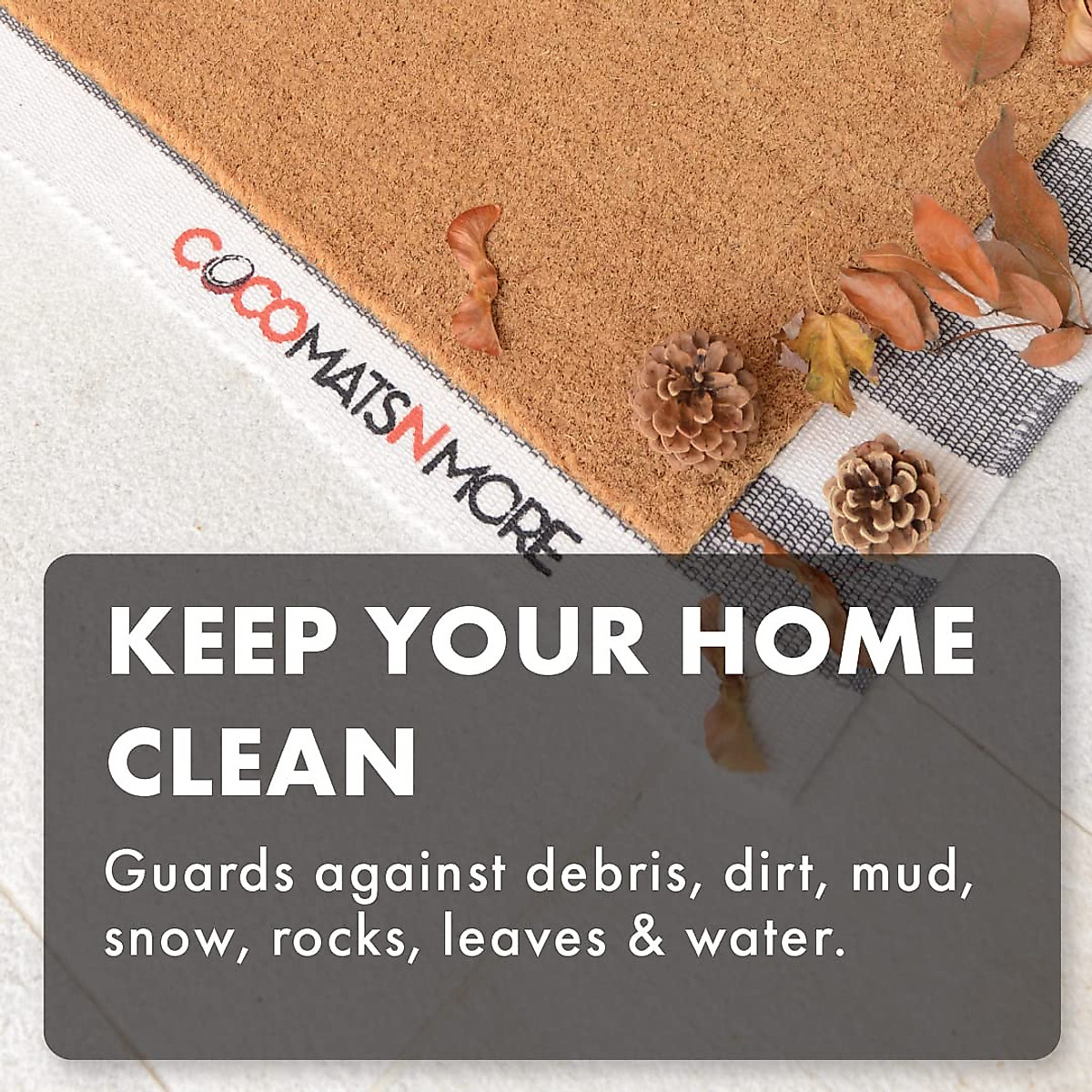 COCO MATS 'N MORE Brown Rolling Scrolls Bordered Personalized Coco Doormat 18" x 30" with Vinyl Backing | Personalized Coir Front Door Mat | Tough Coir Husk Cleans Dirtiest Shoes