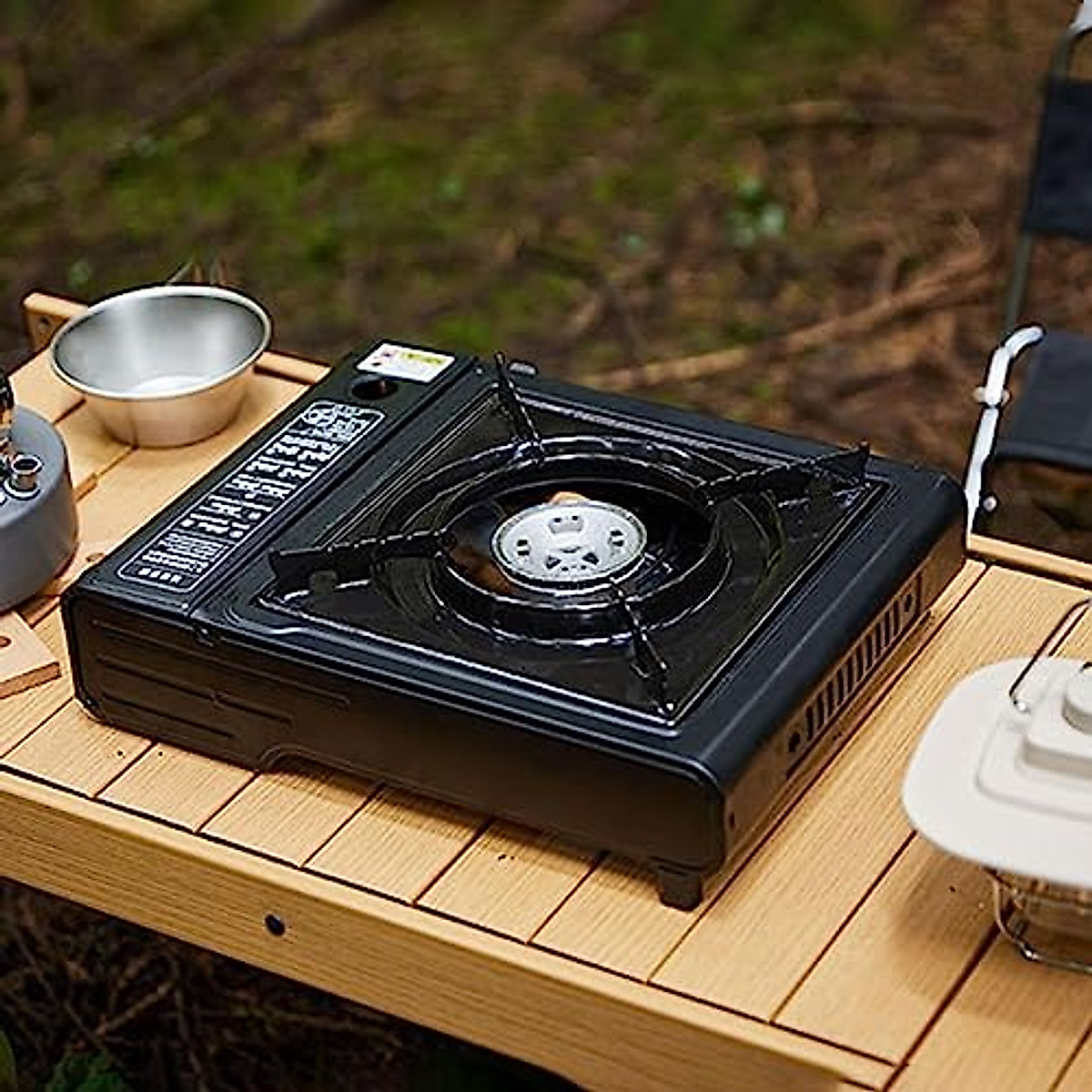Camping Stove Gass, Outdoor Stove Single Burner, Gass Cooker Single Burner Stove, Camping Stove with Automatic Ignition, Portable Camp Grill for Outdoor Cooking Grill, Bbq, Hiking, Camping Gear