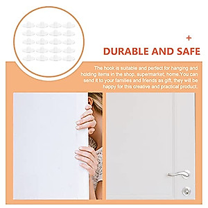 Cabilock 100pcs Decorations Coat Outdoor Heavy U Suction Self Kitchen Seamless Transparent Suspension Drop Hooks , Binding Clear Plastic .cm with Adhesive Disc Ceiling Holders