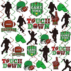 48pcs Football Hanging Swirls Decorations Football Birthday Party Streamers Wall Ceiling Hanging Spirals Sports Party Decors Supplies