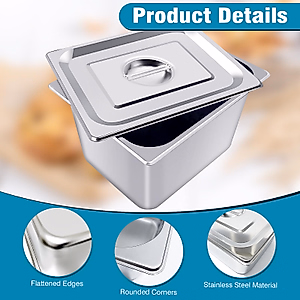 2 Pcs 1/2 Size x 6 Inch Deep Half Size Steam Table Pans Stainless Steam Hotel Pan with Lid Restaurant Supplies Food Pans for Home, Party, Buffet