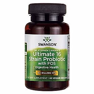 Swanson Dr. Stephen Langer's Formula - Natural Probiotic w/ Prebiotic FOS - 16-Strain Supplement Promoting Digestive Support w/ 3.2 Billion CFU per Capsule - (60 Veggie Capsules)