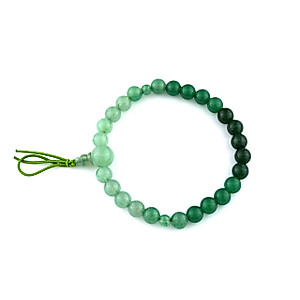 京都あさひ屋 Green Aventurine Quartz Indian Jade Gradation Stone Bracelet Women Men elastic bangle Kyoto mala beads (Rosary)