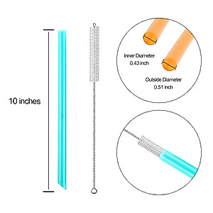 Angled Tips 8 Pieces Reusable Boba Straws and Smoothie Straws, Extra Wide Great for Bubble Tea, Boba Pearls, and Thick Drinks with 2 Cleaning Brushes, BPA Free and Eco-friendly