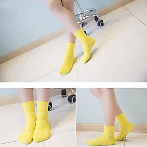5 Pairs Women Crew Socks Casual Cute Cotton Animal Socks Long Ankle Socks Design for Girls X1-ducks907