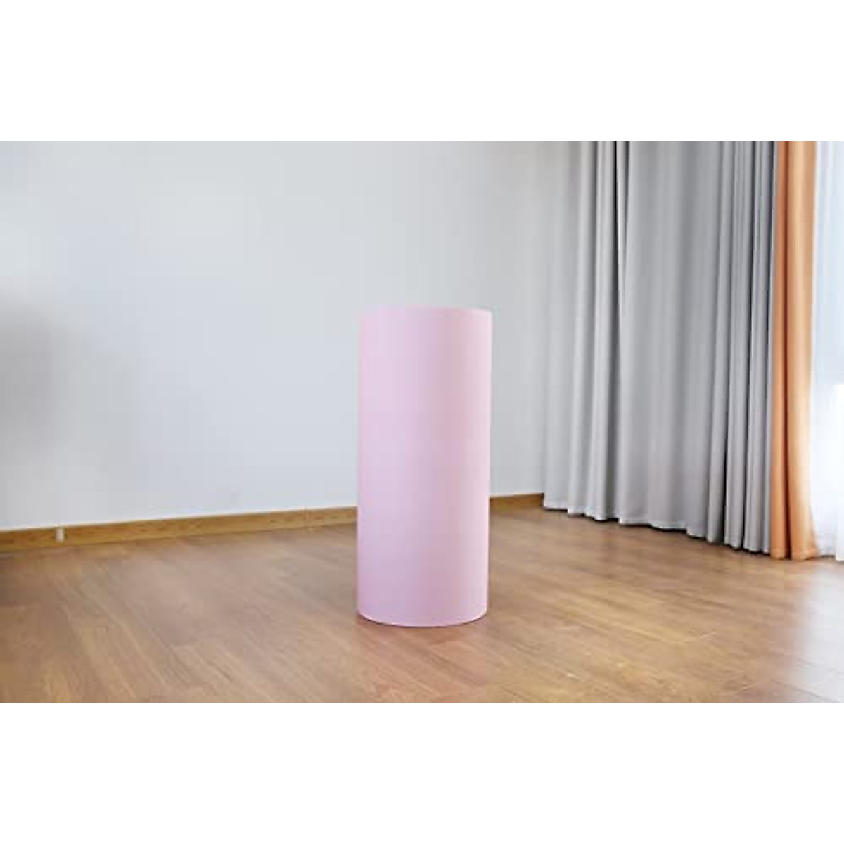 ittsmnt Solid Flesh Pink Round Pedestal Covers for Birthday Party Flesh Pink Plinth Cover Fabric Round Cylinder Cover for Baby Shower Wedding Baptism Communion Event Props Dia36 H75