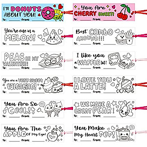 3sscha 75pcs Valentine’s Day Color Your Own  Bookmarks Food Theme Kid Creative DIY Coloring Paper Bookmark Valentine Blank Paint Bookmarks for Teacher Student Valentines Art Gift Party Reward Supplies