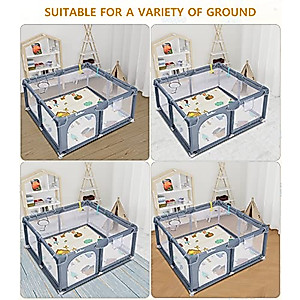 Baby Playpen with Mat, Large Baby Playard for Toddler, BPA-Free, Non-Toxic, Safe No Gaps Play Yard for Babies, Indoor & Outdoor Kids Activity Center 47"x47"x26.5" with 0.4" Foldable Playmat