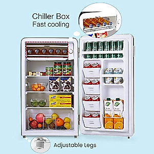 COMFEE 3.3 Cubic Feet Solo Series Retro Refrigerator Sleek Appearance HIPS Interior, Energy Saving, Adjustable Legs, Temperature Thermostat Dial, Removable Shelf, Perfect for Home/Dorm/Garage [Black]