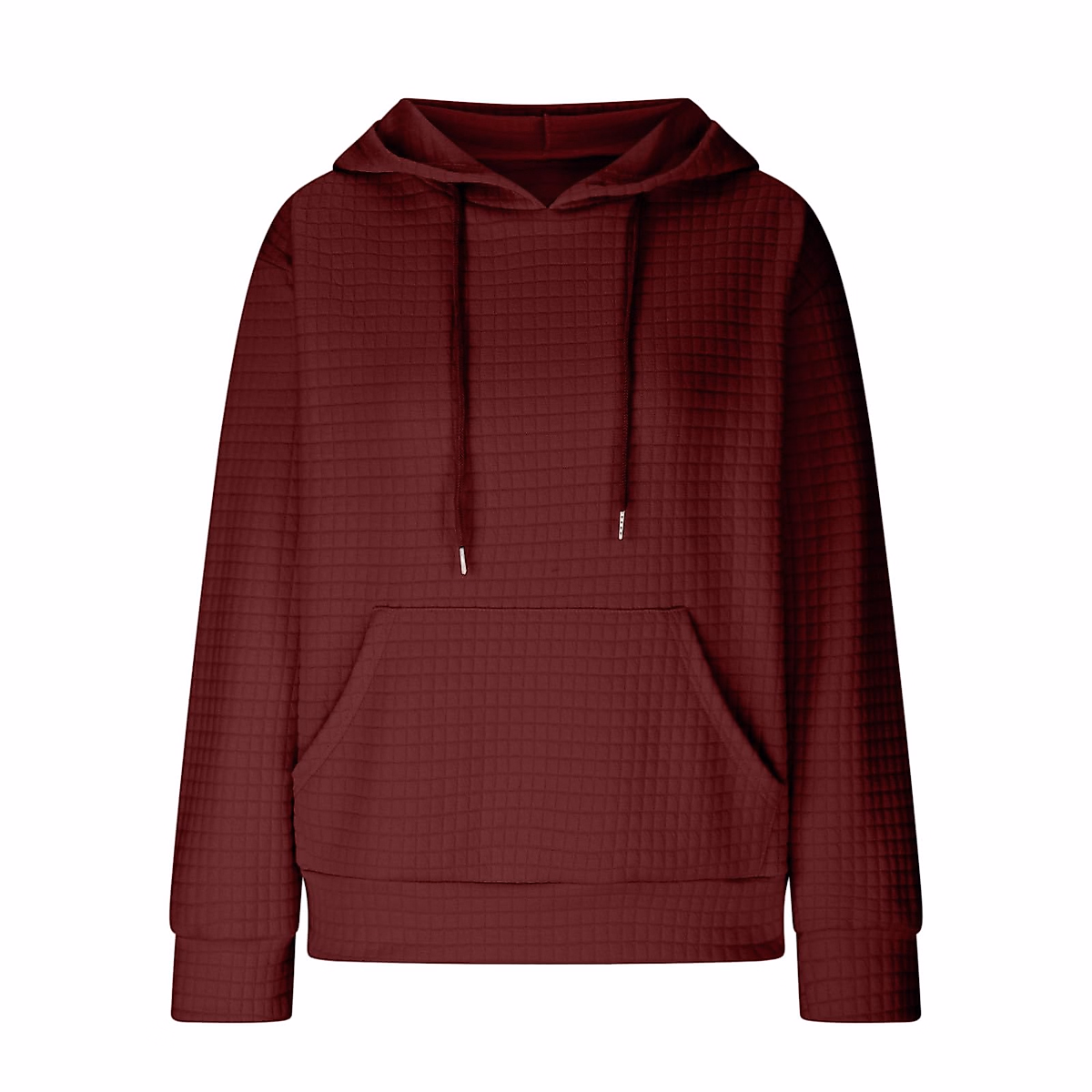 Womens Waffle Knit Hoodies Casual Long Sleeve Cute Football Print Sweatshirts Drawstring Trendy Pullover Tops 2023 oversized sweatshirts for women fall Wine M