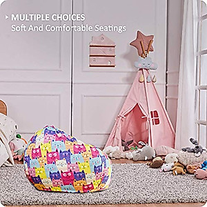 Nobildonna Stuffed Animal Storage Bean Bag Chair Cover Only for Kids Girls Toddler, Large Beanbag Chair Without Filling for Organizing Children Soft Plush Toys