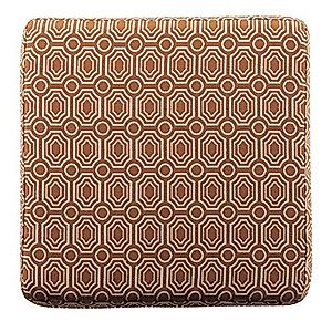 HomePop Upholstered Storage Cube Ottoman with Hinged Lid, Orange Geometric