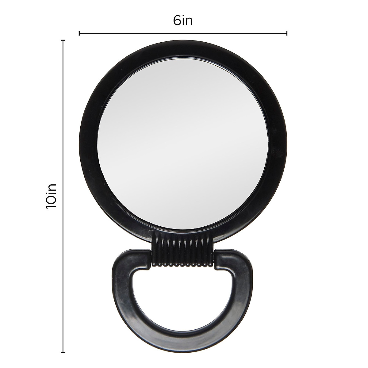 Diane Plastic Handheld Mirror – Magnifying 2-Sided Vanity Mirror with Folding Circle Handle and Stand for Hanging – Medium Size, 6”x 10” for Travel, Bathroom, Desk, Makeup, Beauty, Grooming, D1014