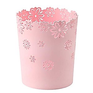 VIUJUH Wastebasket, Hollow Flower Shape Plastic Lidless Wastepaper Baskets Trash Can-M A2301