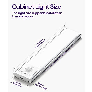 Auxoda Under Cabinet Lights, LED Lights Motion Sensor Light Indoor, Under Cabinet Lighting, 2 Pack 8 Inch 7000K 31 LED Wireless USB Rechargeable Under Counter Lights, Lights for Bedroom, Closet Lights