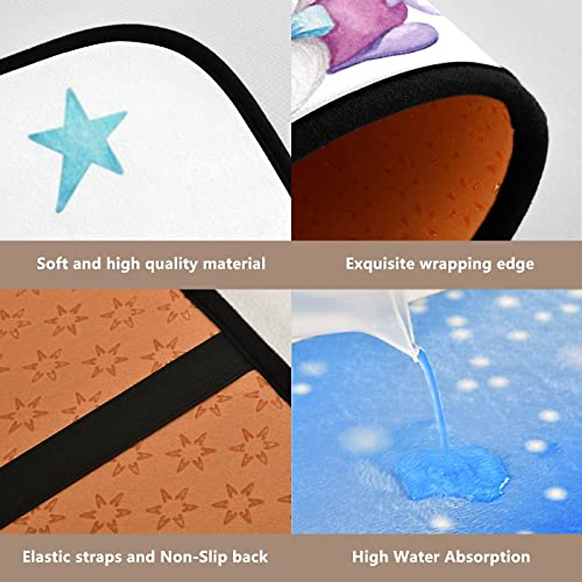 4PCS Magic Gnomes with Stars Shower Curtain Set with Non-Slip Rugs, Toilet Lid Cover and Bath U-Shaped Mat, Bathroom Decor Set Accessories Waterproof Shower Curtain Sets with 12 Hooks