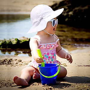 4 Pcs Baby Girl Sun Hat and Polarized Protected Sunglasses Outdoor Adjustable Beach Hat with Wide Brim for Girls Toddler Boys (Pink, White)