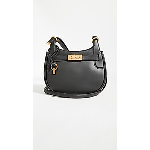 Tory Burch Women's Lee Radziwill Small Saddlebag, Black, One Size