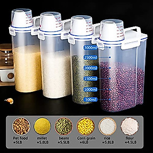 jioko 2Pack Plastic Transparent Tank, Rice Storage Barrel, Household Food Container Grain Storage Box for Oatmeal, Grain, Cereal, Pasta, Flour