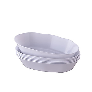 Silver Spoons MINI DESSERT BOWLS | Oval Dessert Plates | Lava Collection | White | 6 PC