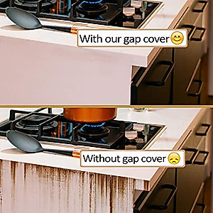 Silicone Stove Counter Gap Cover 21" by Kindga, Easy Clean Gap Filler Sealing Spills Between Kitchen Counter, Appliances,Stovetop, Oven, Washing Machine, Washer, Dryer Set of 2 (Black)