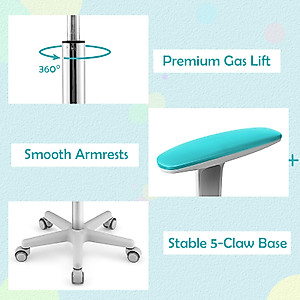 HONEY JOY Kids Desk Chair, Height Adjustable Children Study Chair, Swivel Mesh Task Student Chair, Universal Casters, Child Computer Desk Chair for Boys Girls Age 3-10 (Green)