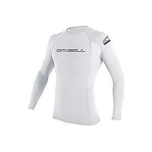 O'Neill Wetsuits Men's Basic Skins UPF 50+ Long Sleeve Rash Guard, White, XL