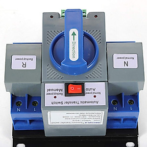 Automatic Transfer Switch 6A-63A 2P Dual Power Transfer Switch AC110V 60hz Conversion Device (2P/63A)