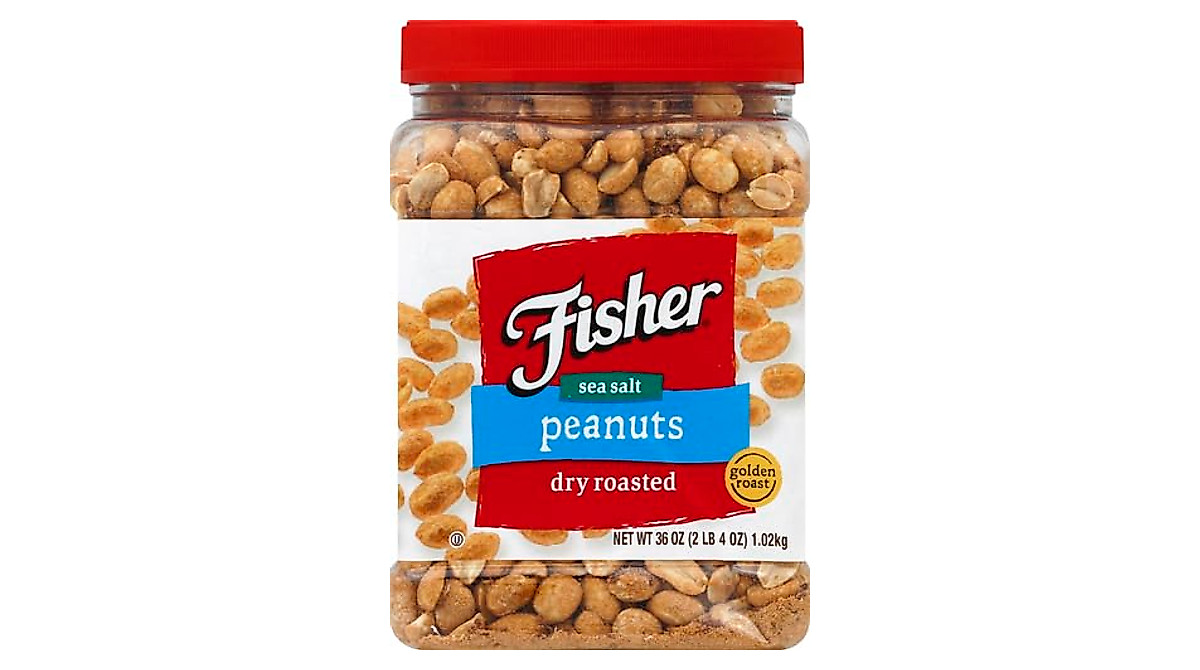 Fisher Snack Sea Salt Dry Roasted Peanuts, 36 Ounces, No Artificial ...