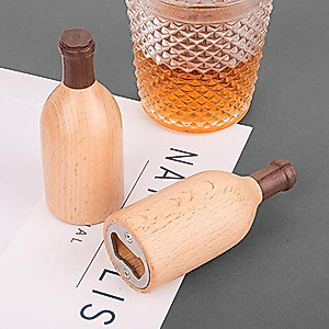 ANACRO Bottle Openers, Home Beer Bottle Opener, with Magnetic Wooden Kitchen Bar Creative Personality of Red Wine From the Cover Unit (Color : A)