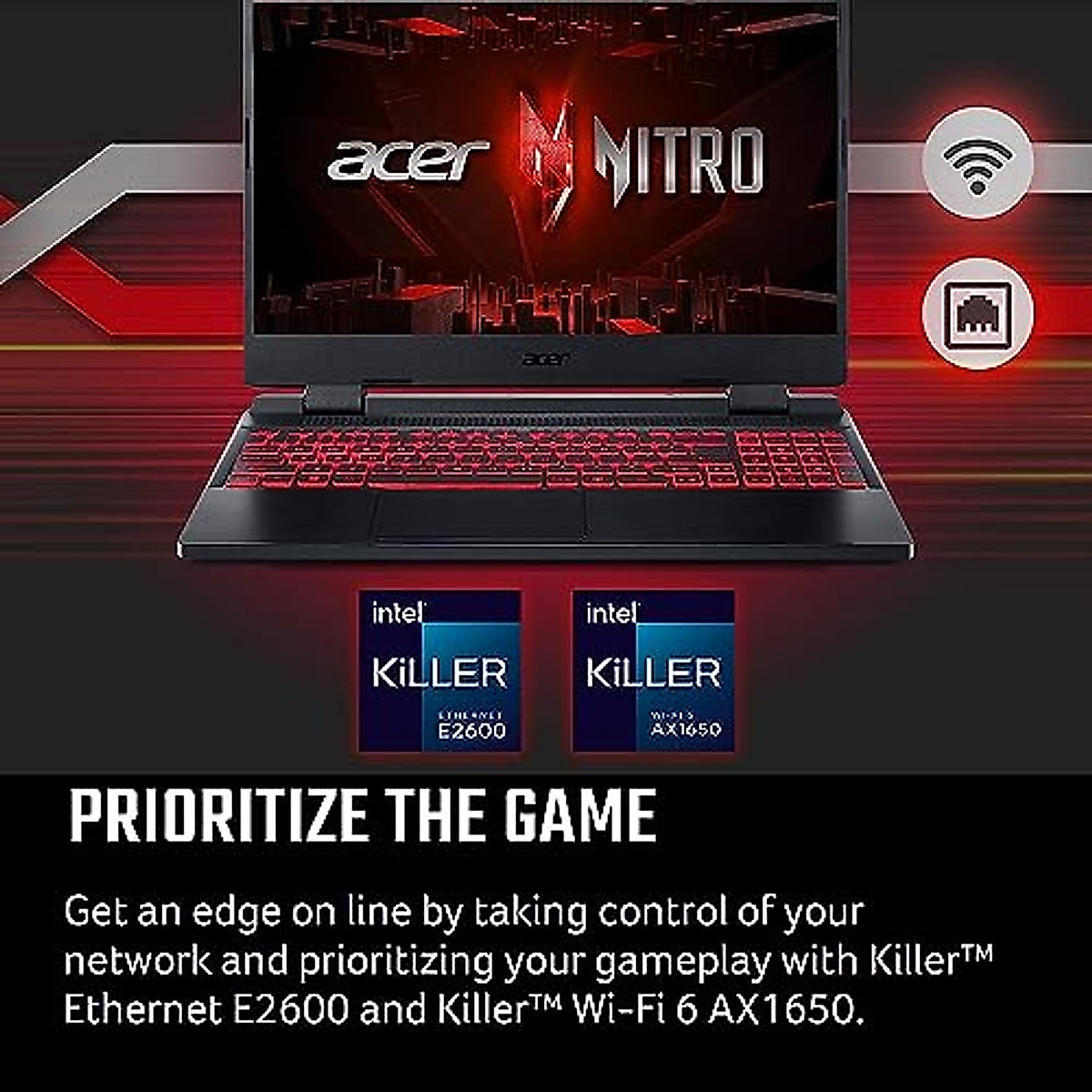 Acer Nitro 5 Gaming Laptop | Intel Core i5-12500H(＞11800H) | NVIDIA GeForce RTX 3050 Ti Laptop GPU | 15.6" FHD 144Hz IPS Display | Killer Wi-Fi 6 | Backlit Keyboard w/HDMI (16GB RAM | 512GB PCIe SSD)