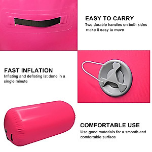 BYBAG Air Barrel Back Roller Inflatable Tumbling Mat with Electric Pump,Tumble Track Gymnastic Equipment Exercise Mats for Home Use,Gym Training,Cheer leading,Yoga(GOLDEN RED, 75CM*120CM)