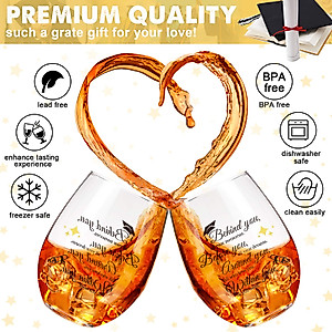 Patelai 2024 Inspirational Graduation Gift for Him or Her, Behind You All Memories Before You All Your Dream Stemless Wine Glass for 2024 College Graduate, 17 oz Wine Glass for Graduation Birthday