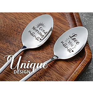 Nana Gifts, Nana Spoon, 2 Pcs Stainless Steel Engraved Coffee Spoons, Good Morning Nana